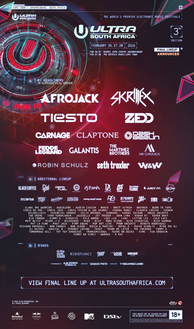 Ultra South Africa 2016最終ラインナップ発表！ | TokyoEDM