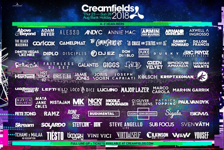 【Creamfields 2018】クリームフィールズラインナップ発表！ | TokyoEDM